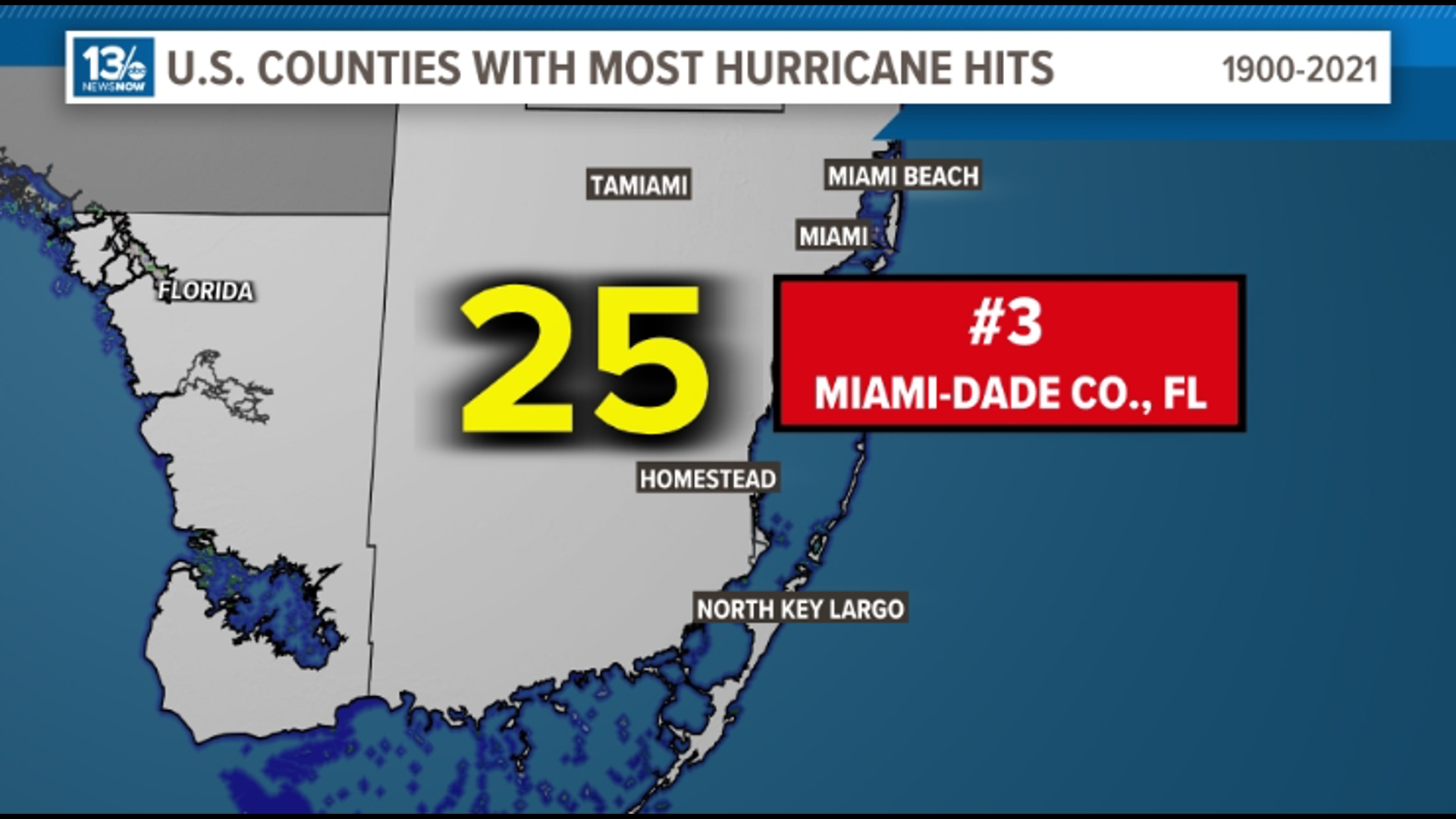 What are the top 5 counties hit most by hurricanes | 13newsnow.com