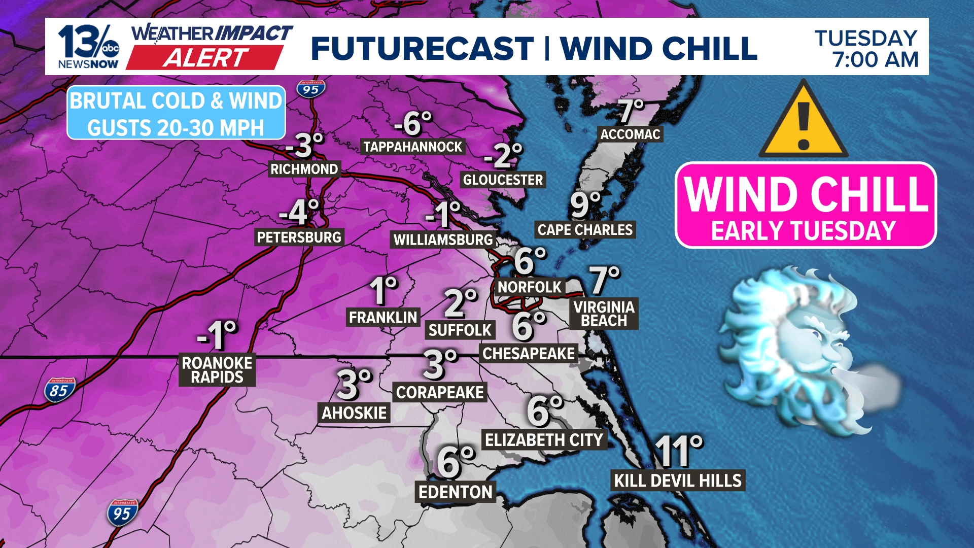 Weather Impact Alert: Dangerous cold to grip Virginia with biting wind ...