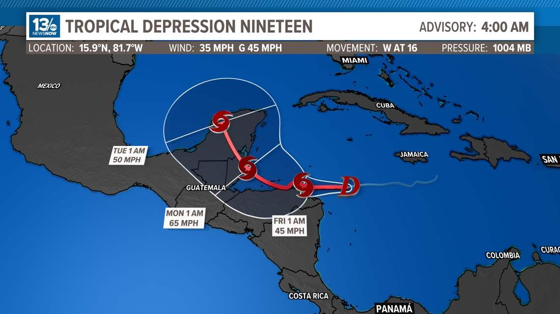 Tropical Depression 19 forms in Caribbean Sea, expected to become ...