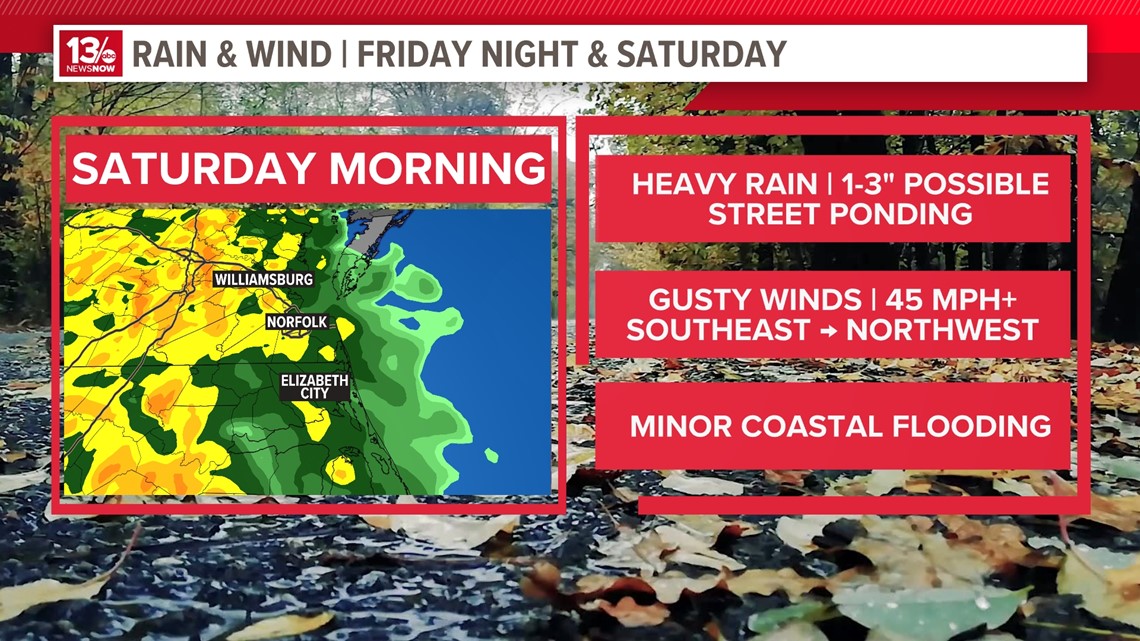 Heavy Rain Strong Winds Expected In Hampton Roads Virginia