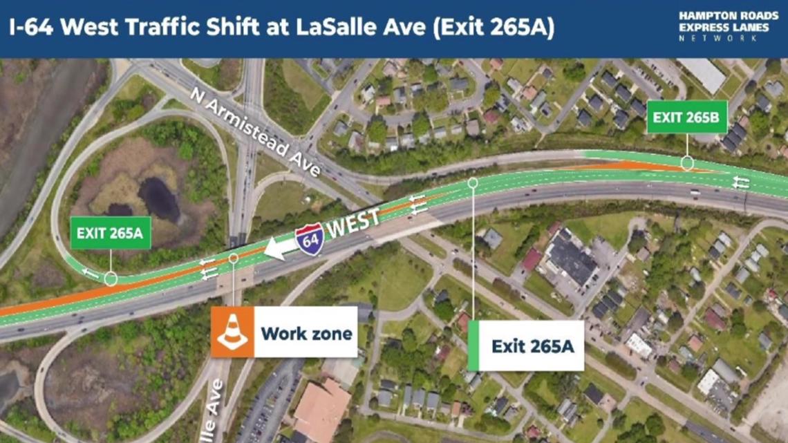 Traffic Pattern Shifts On I 64 Near La Salle Avenue In Hampton