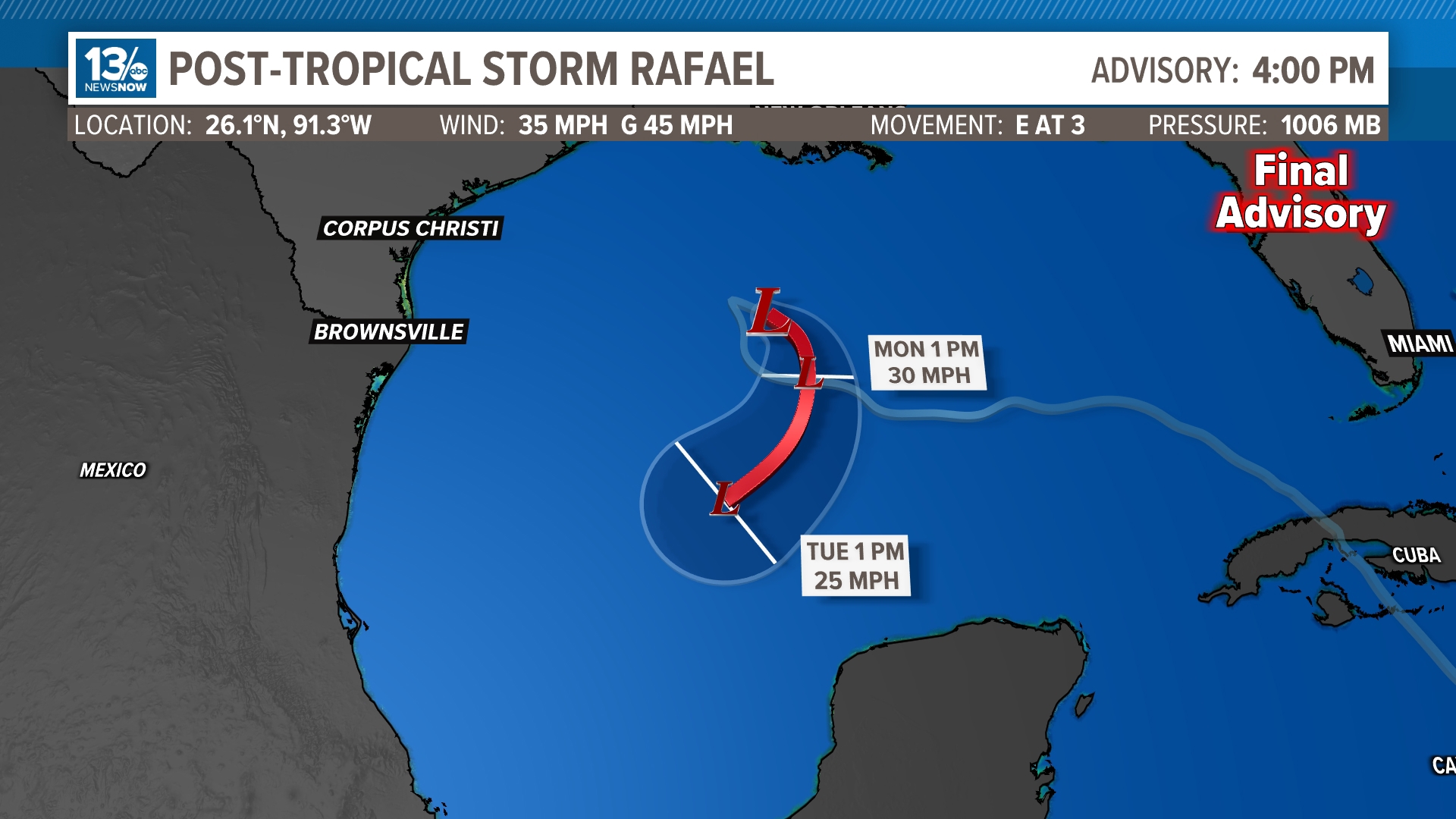 Tropical Storm Rafael forms, could impact U.S. Gulf Coast | 13newsnow.com