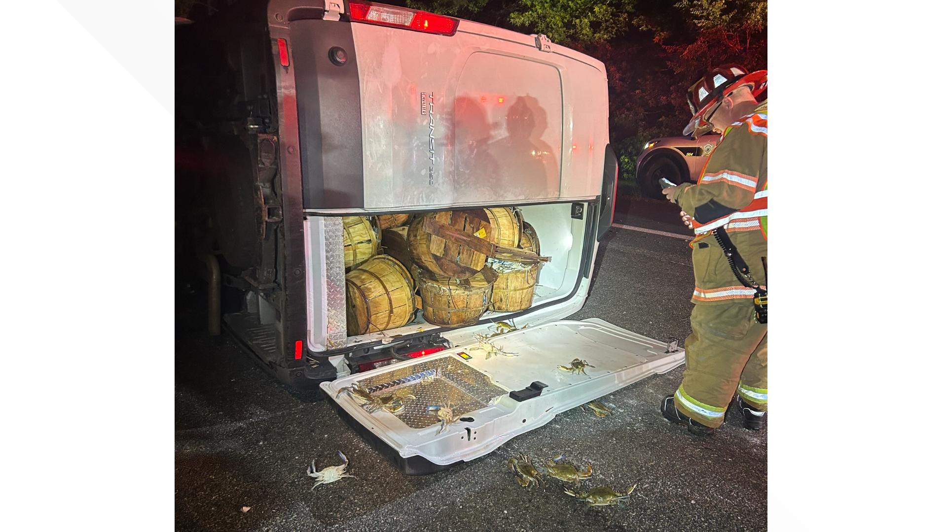 Van full of blue crabs crashes on I-64, jamming traffic in New Kent ...