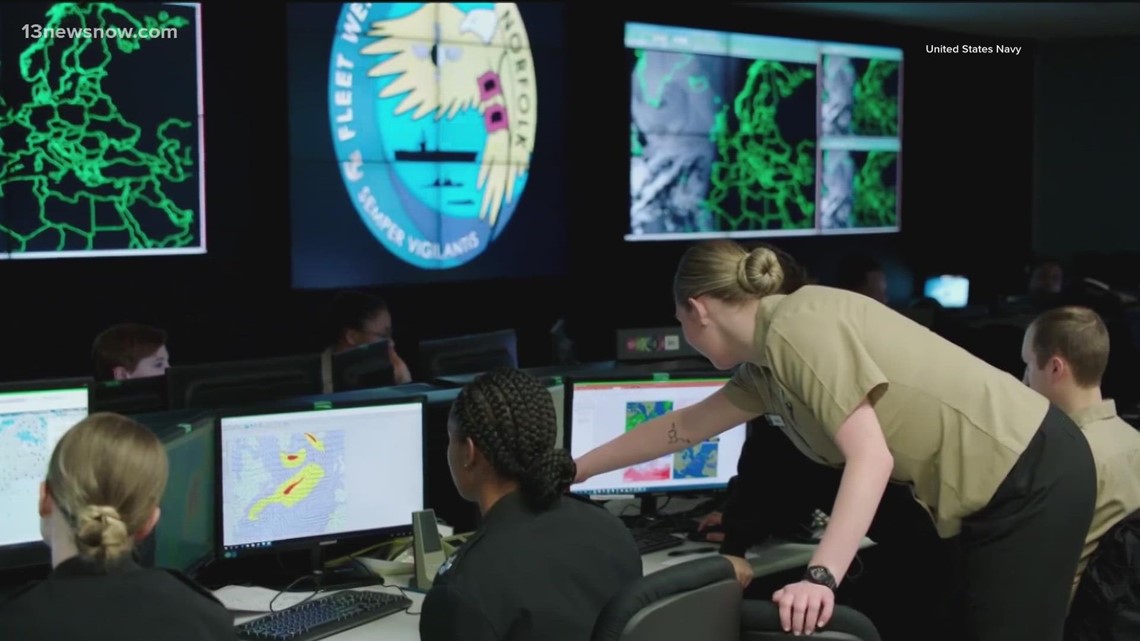 Navy meteorologists assist the mission during severe weather ...