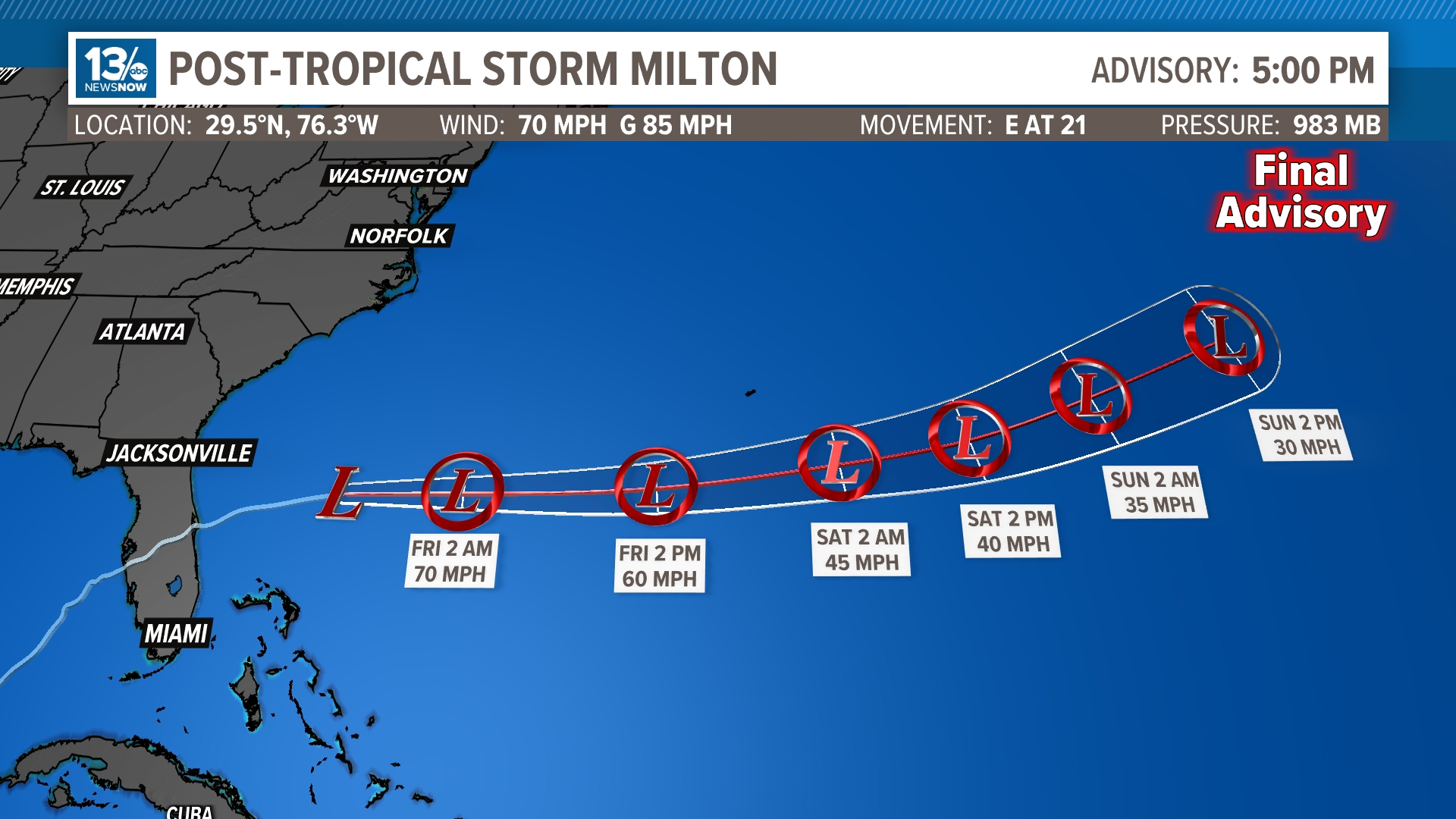 Milton makes its way off the east coast, leaving behind extensive ...