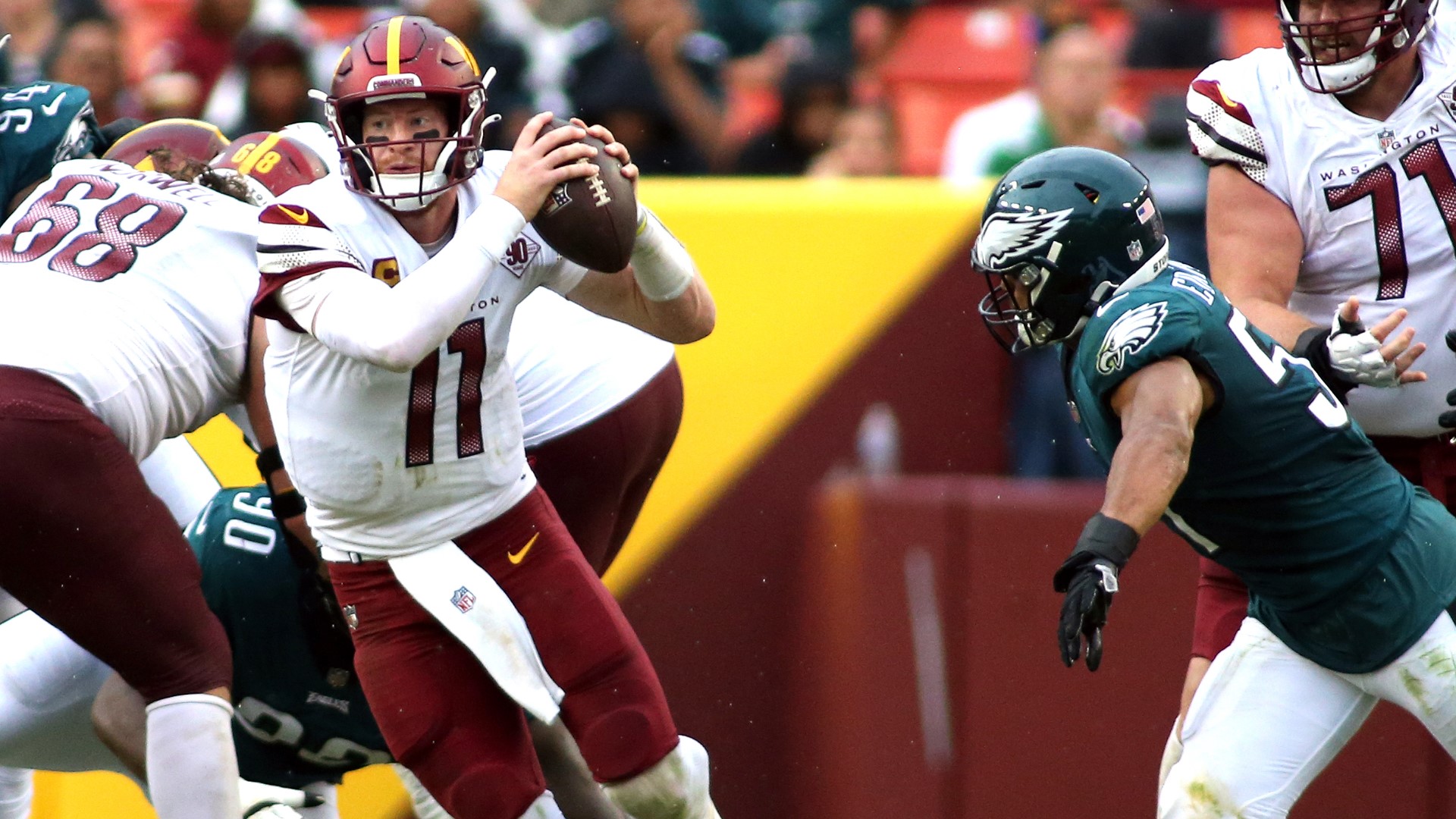 Commanders’ Wentz fumbles, struggles in 1st game vs. Eagles | 13newsnow.com