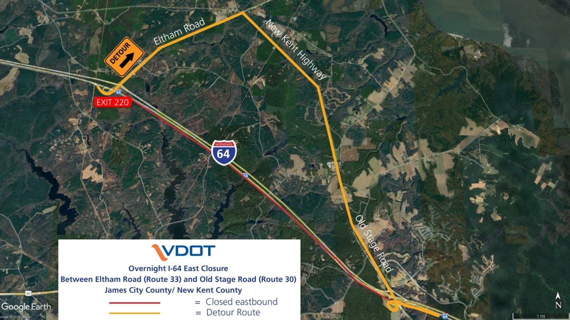 I-64 east nighttime closure set for overhead sign installation ...