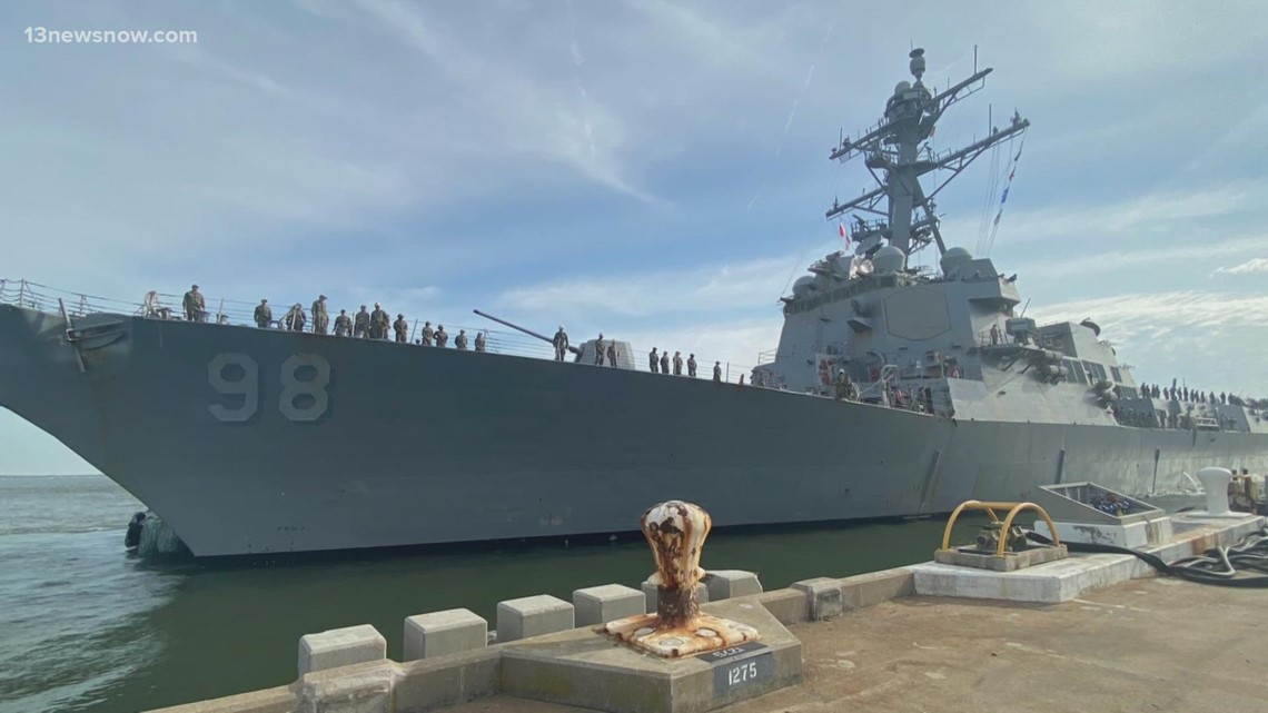 USS Forrest Sherman returns to Naval Station Norfolk following ...