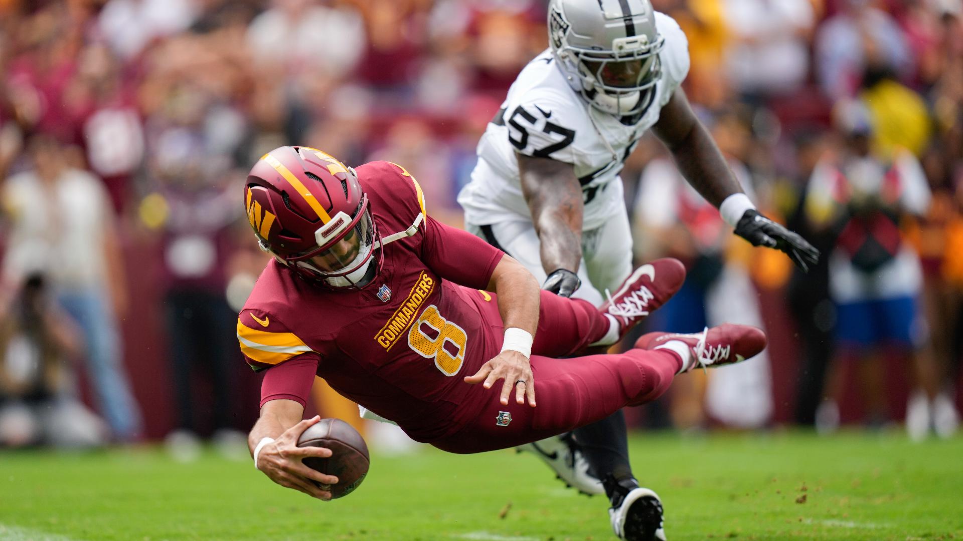 Next man up: Commanders run wild in 41-24 win over Raiders | 13newsnow.com