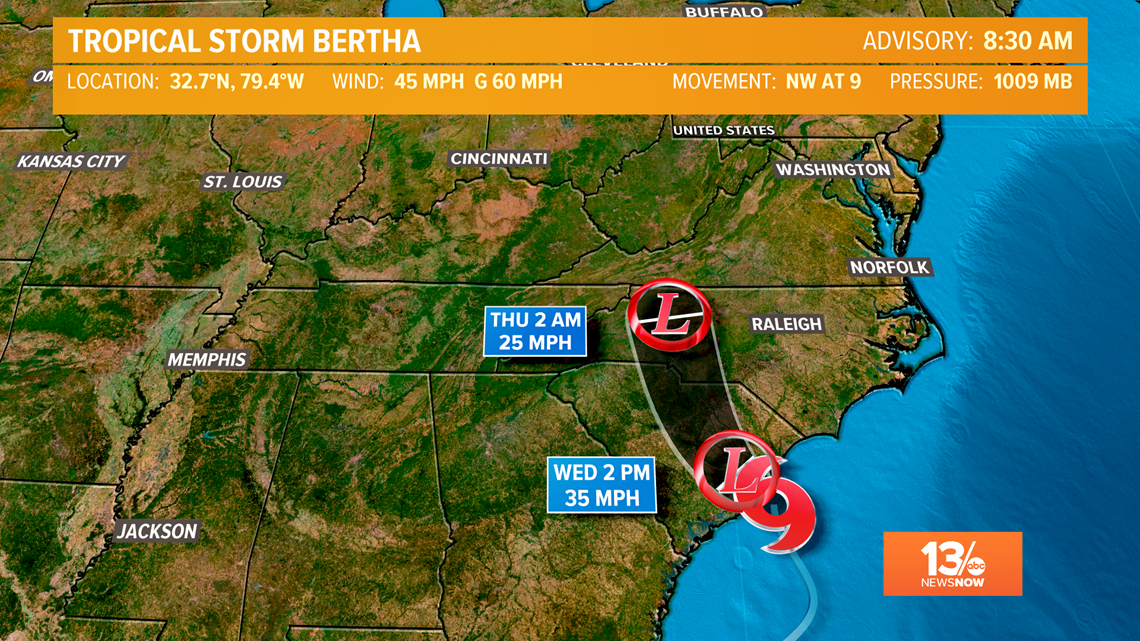 Tropical Storm Bertha forms off the South Carolina coast | 13newsnow.com