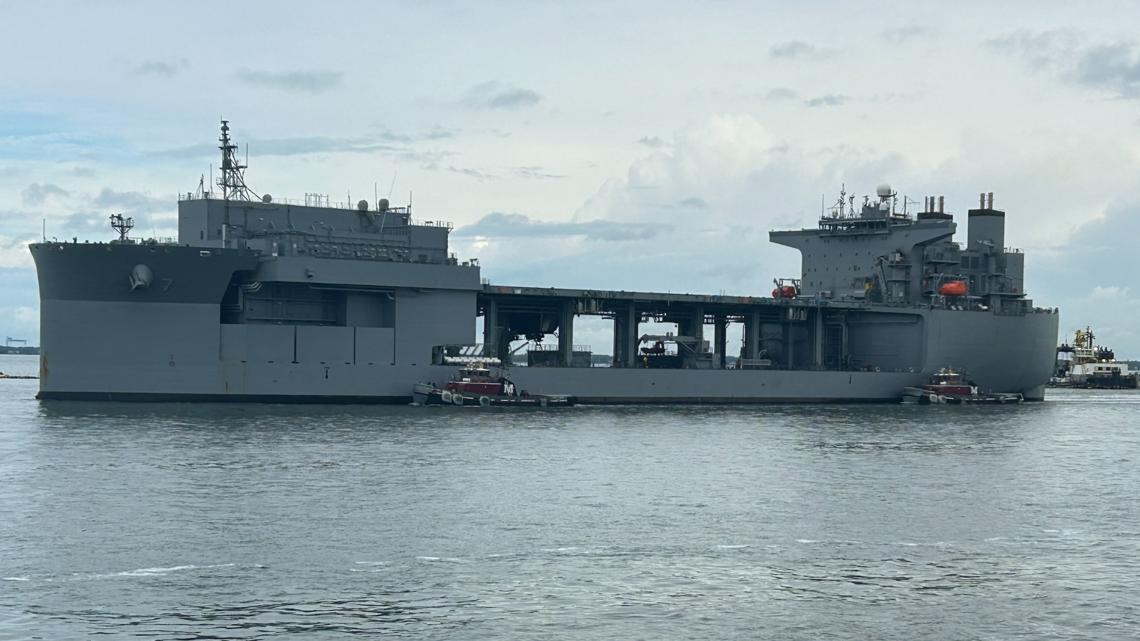 USNS Robert E. Simanek arrives at Naval Station Norfolk | 13newsnow.com