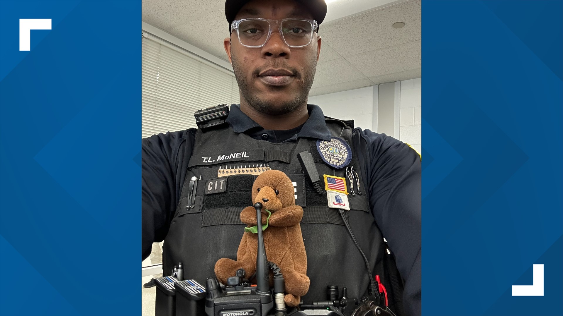 This stuffed animal got a special experience with VBPD. | 13newsnow.com