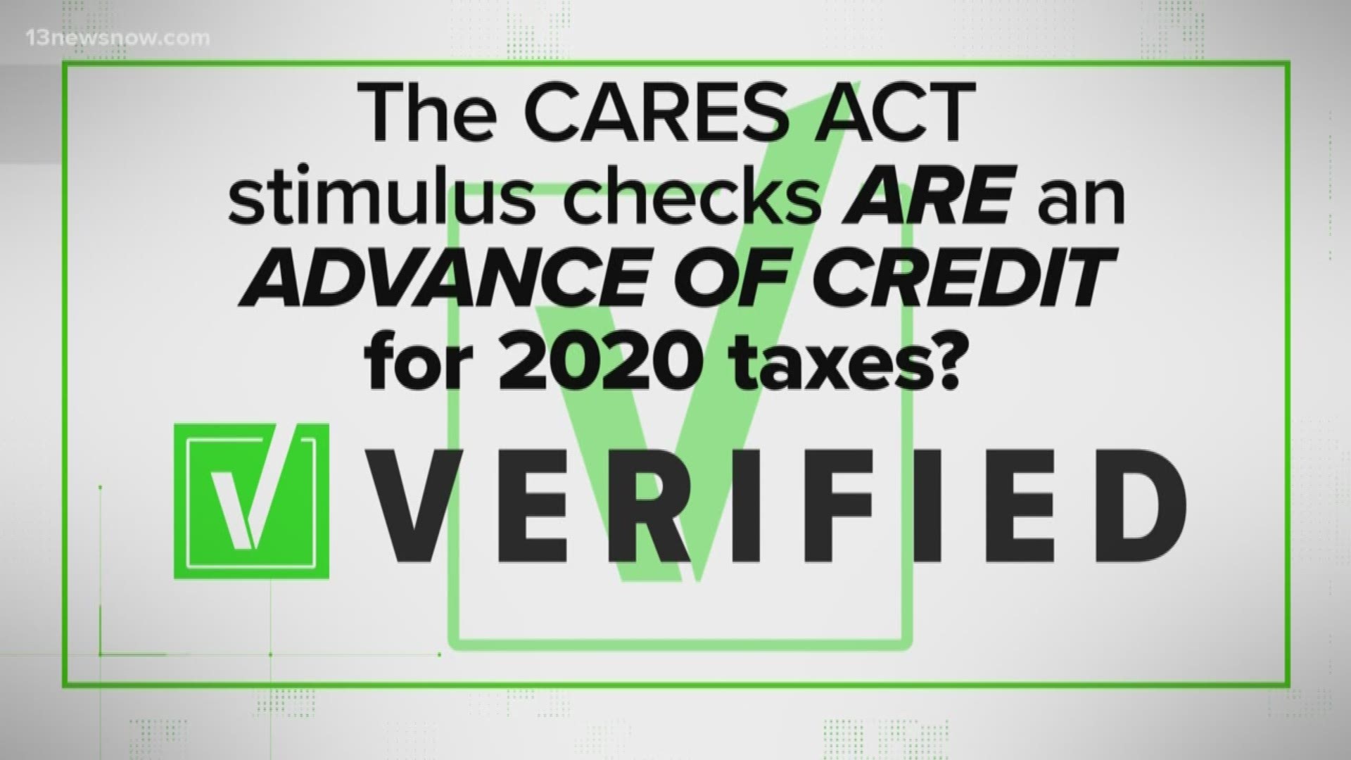 CARES Act relief checks are advance return for 2020 taxes | 13newsnow.com