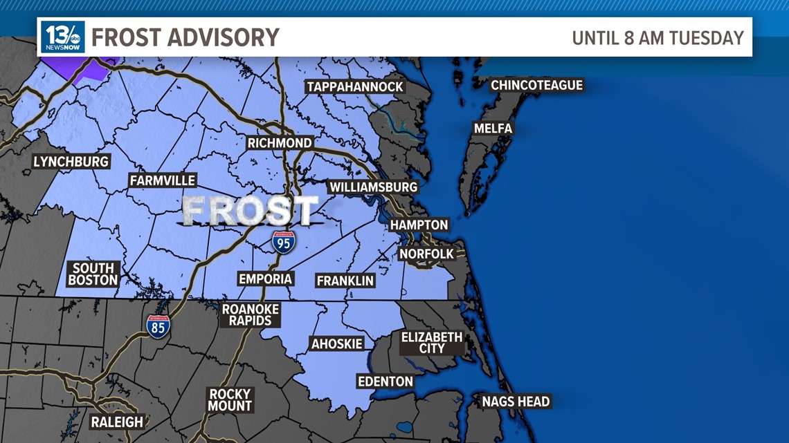 Frost Advisory issued for parts of Virginia, North Carolina | 13newsnow.com
