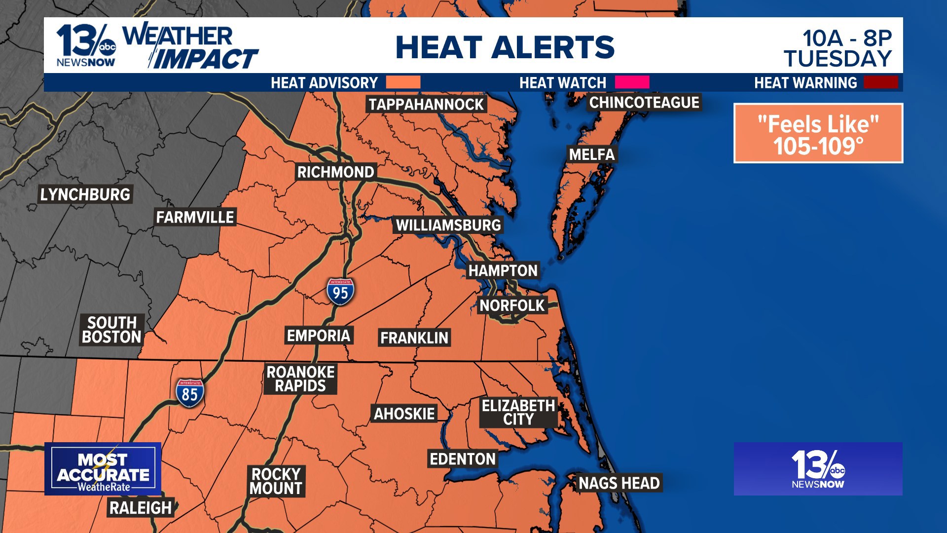 Heat advisory in effect for Tuesday; 108-degree heat index possible ...