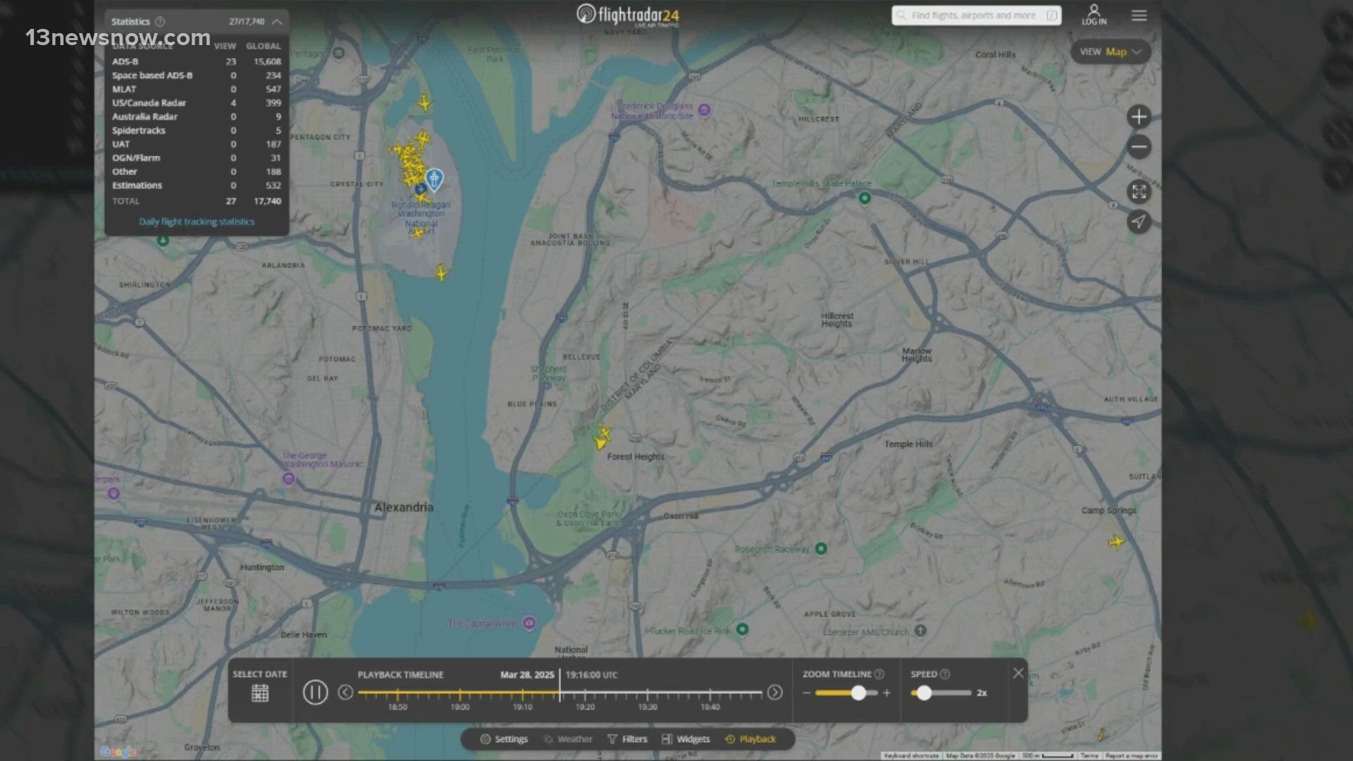 Near miss at DCA between Delta flight and Air Force jet from Langley ...
