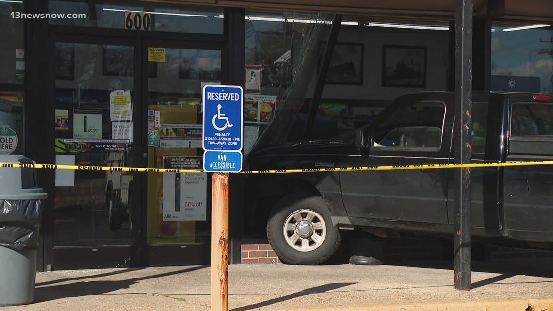 Pickup truck crashes into Tinee Giant convenience store in Norfolk ...