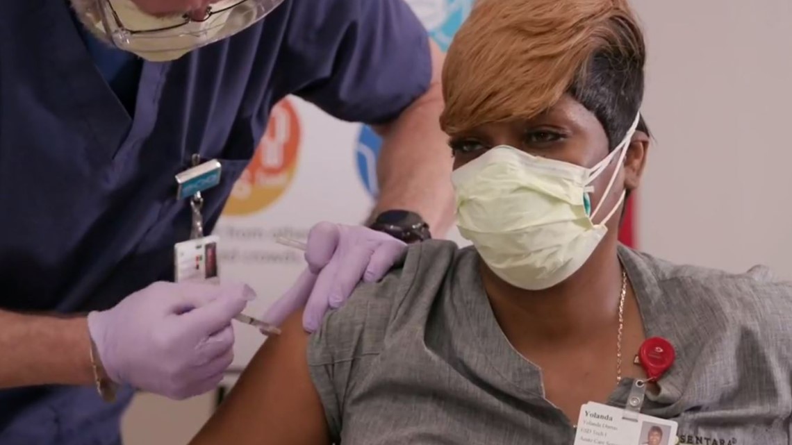 Frontline workers begin receiving COVID-19 vaccine at Sentara ...