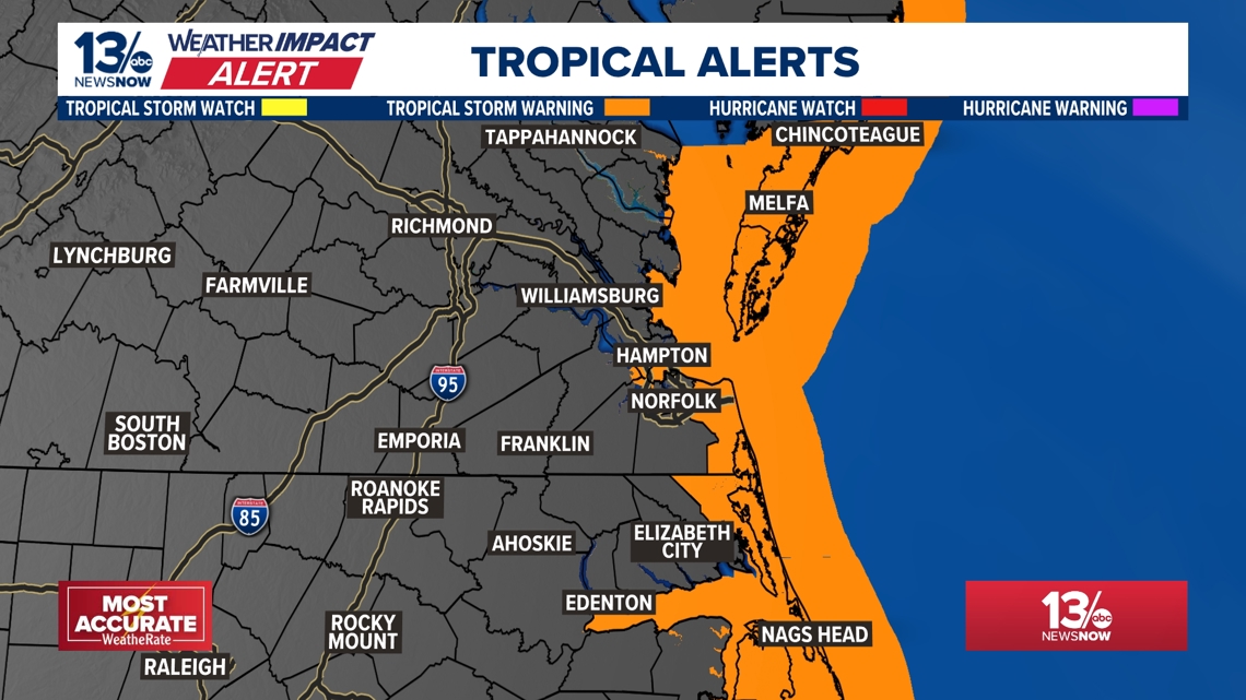 Forecast: Hurricane Erin impacts in Virginia Beach, Outer Banks ...