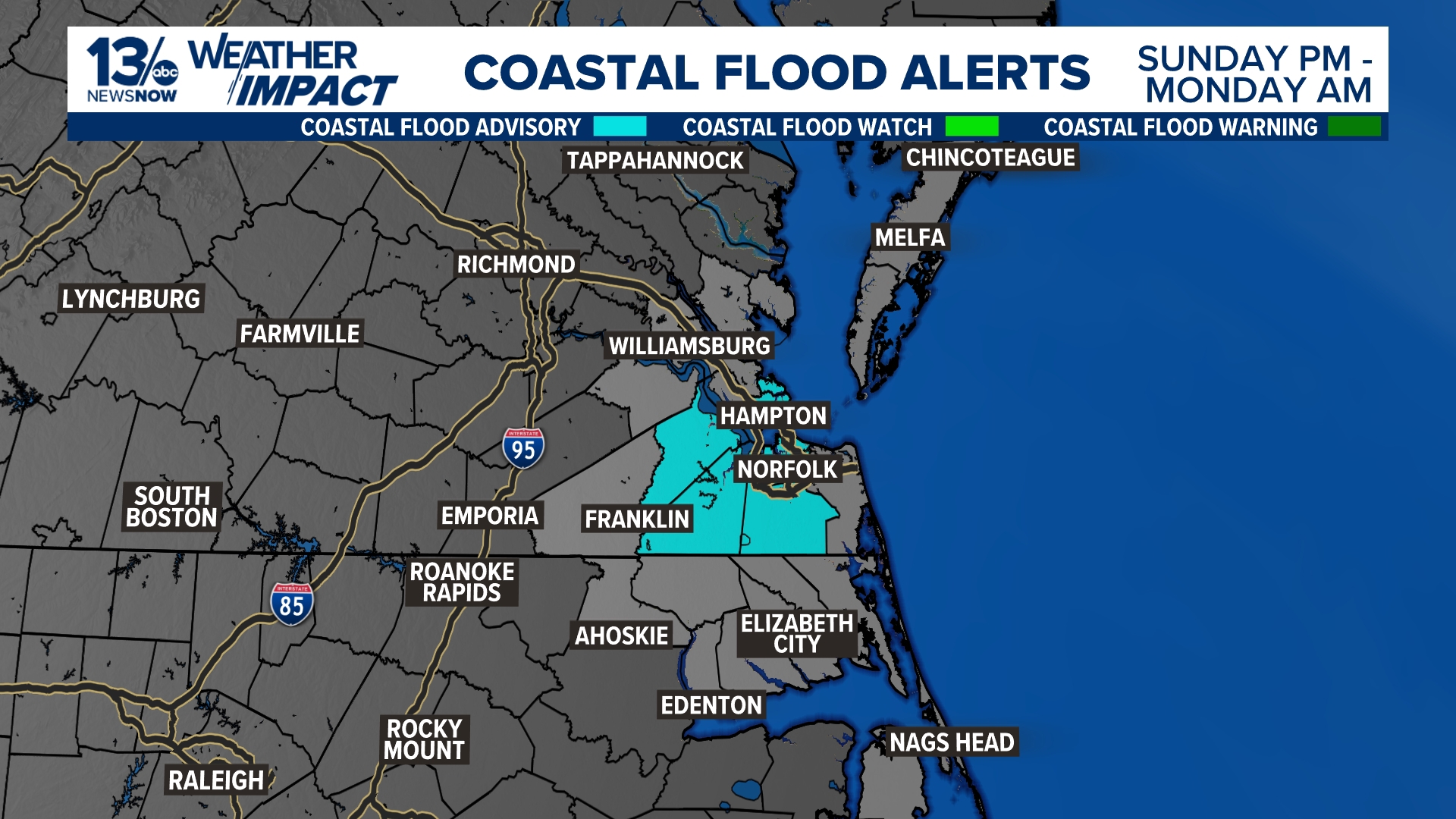 Coastal flood advisory issued for Norfolk, Chesapeake and surrounding ...