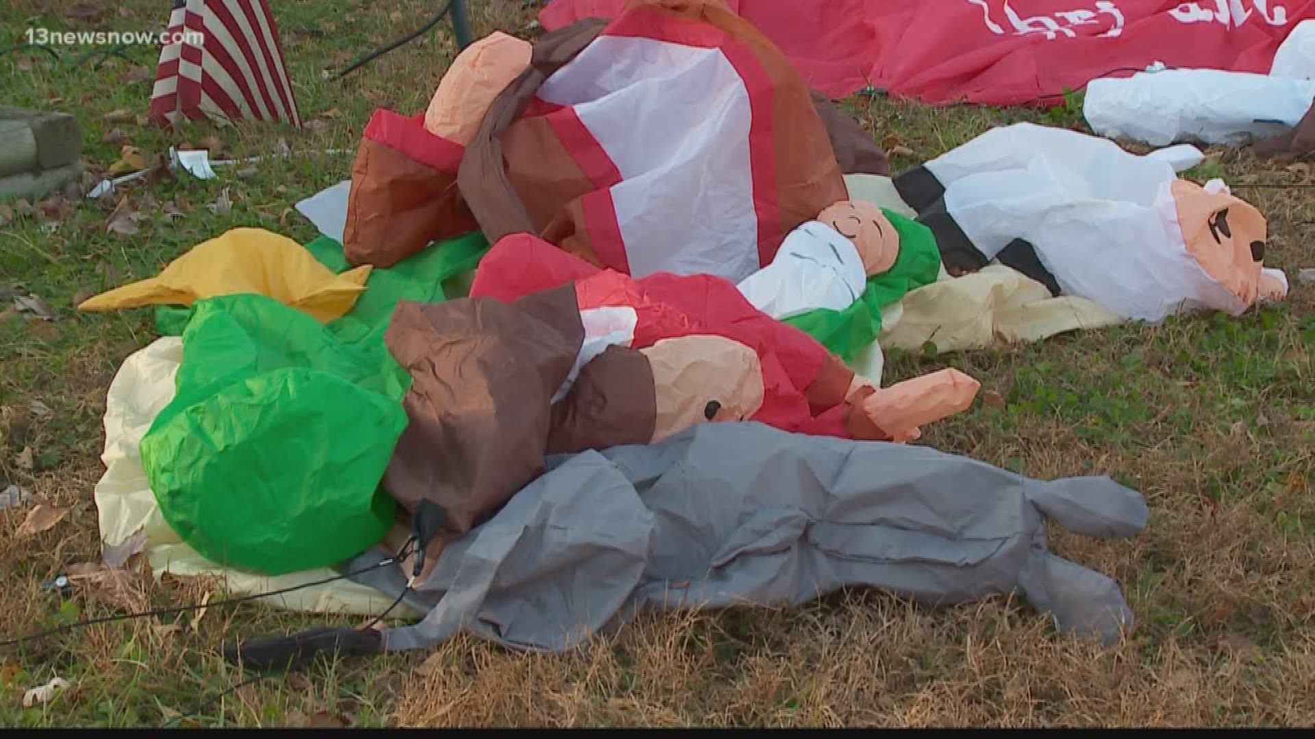 Christmas Crime Scene: Santa, Frosty, Rudolph slashed in Va. Beach ...