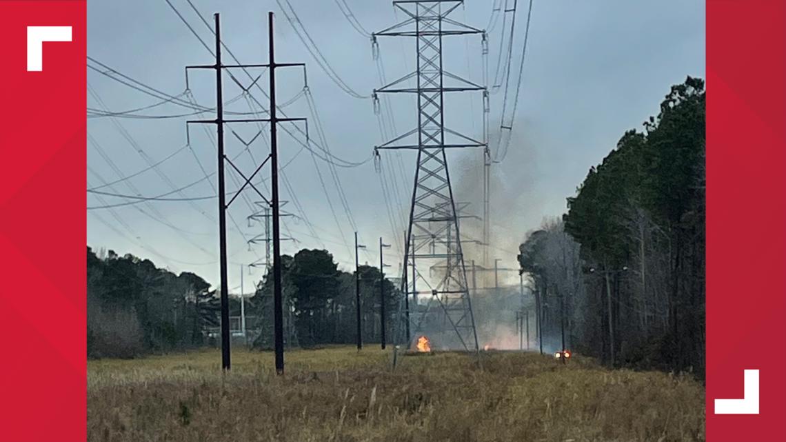 Brush fire in Chesapeake started by downed power line | 13newsnow.com