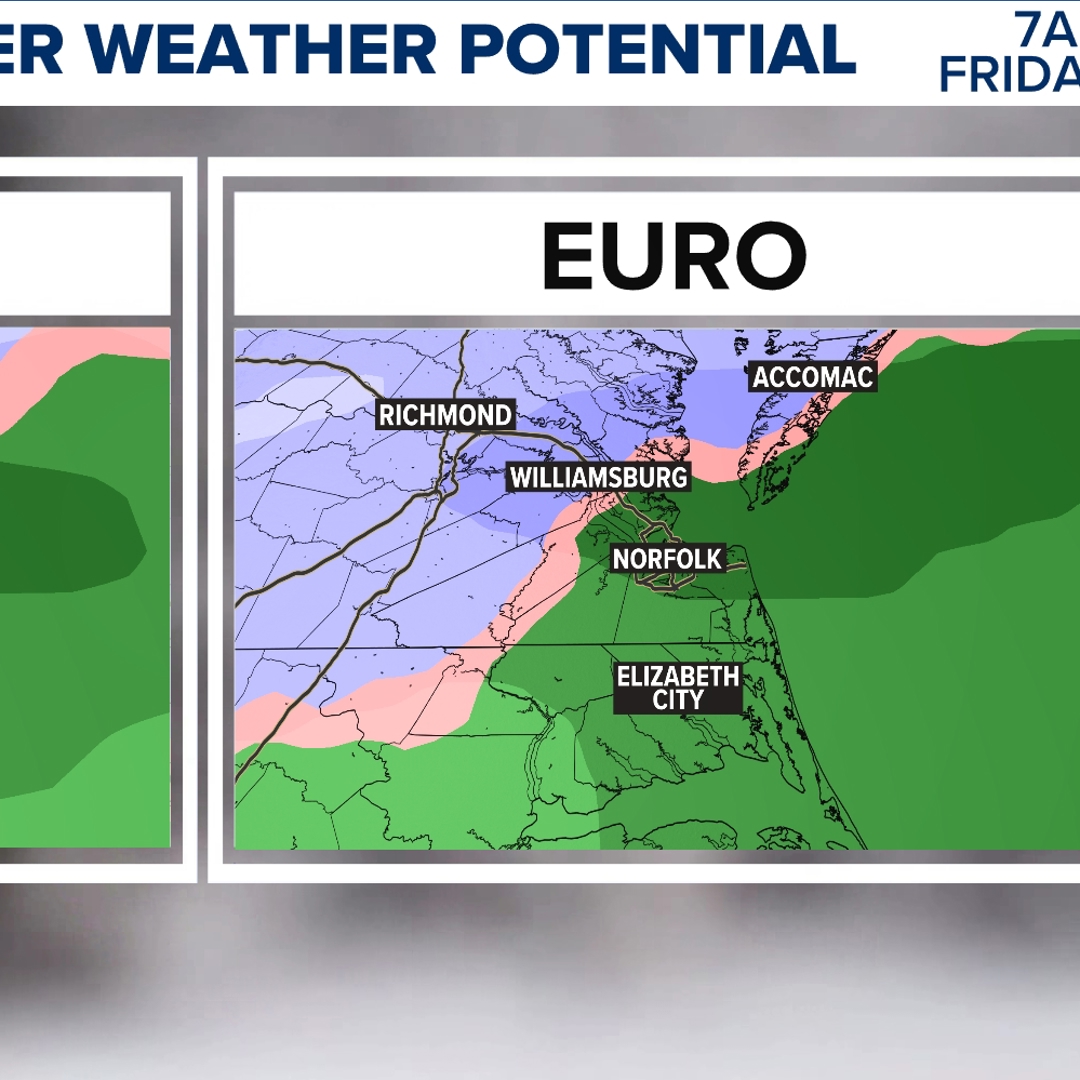 Wintry weather risk grows for inland Virginia on Friday; rain more ...