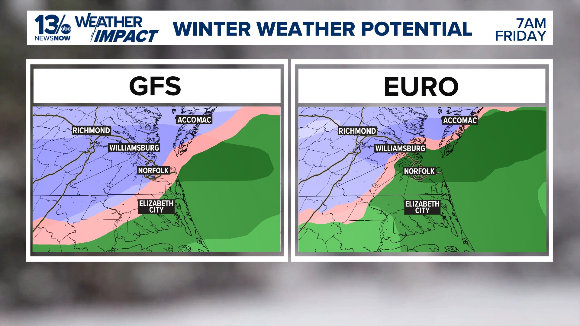 Wintry weather risk grows for inland Virginia on Friday; rain more ...