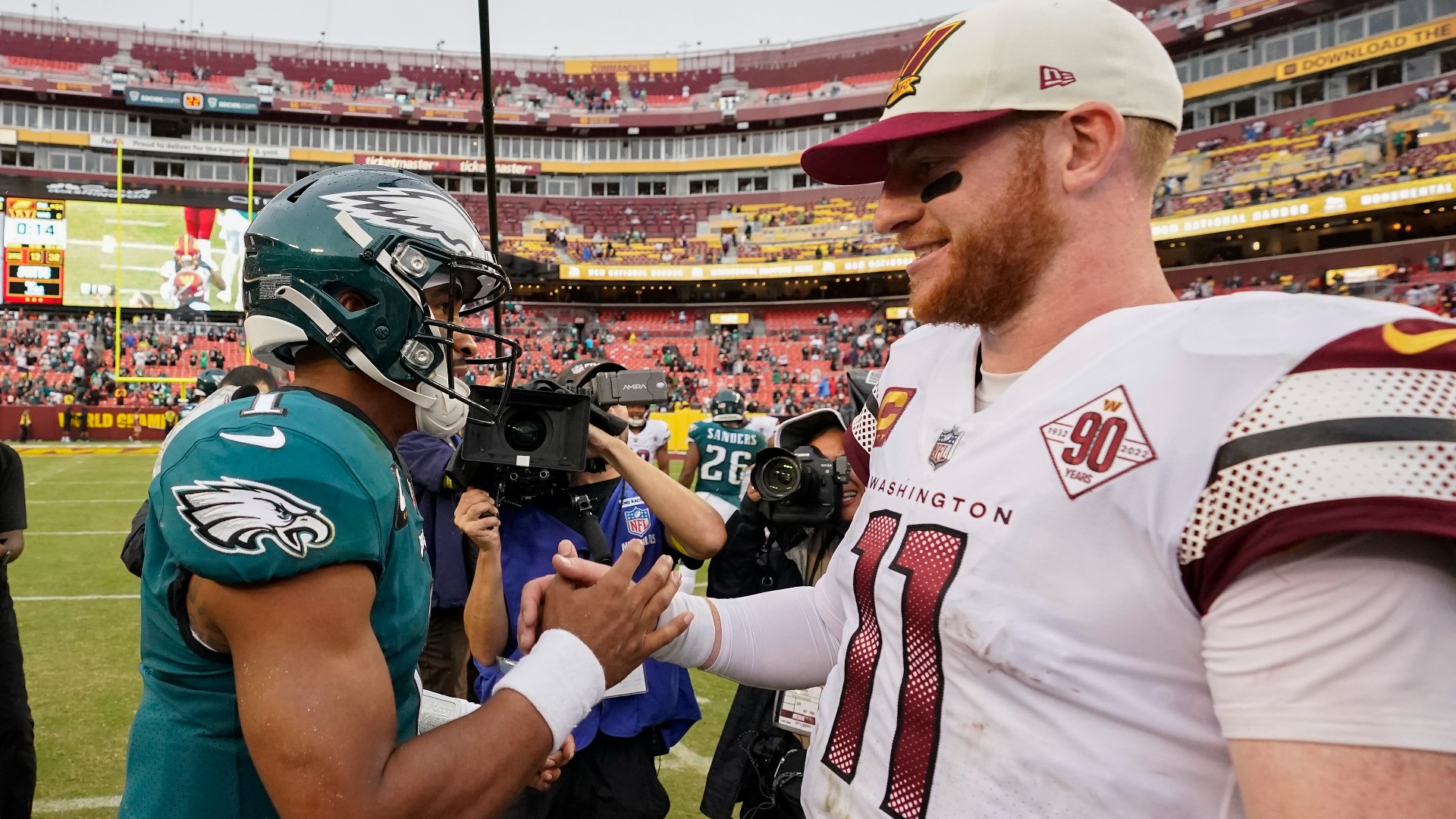 Commanders’ Wentz fumbles, struggles in 1st game vs. Eagles | 13newsnow.com